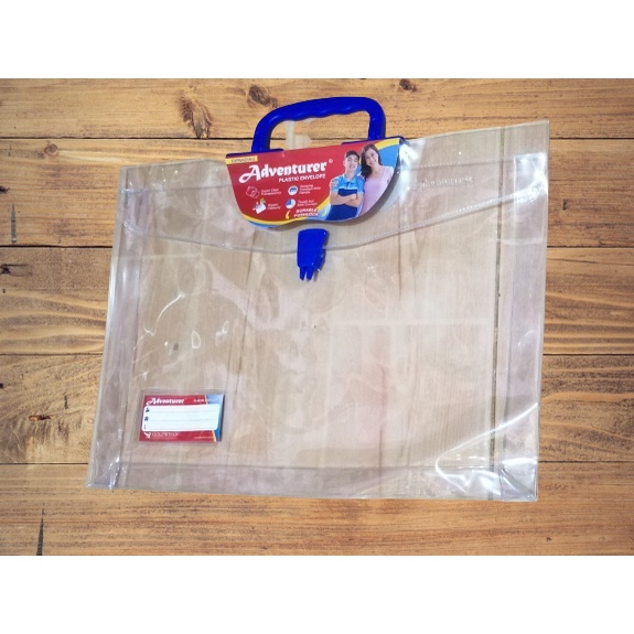Long Plastic Envelope with Handle Expandable Clear (Durable Pushlock ...