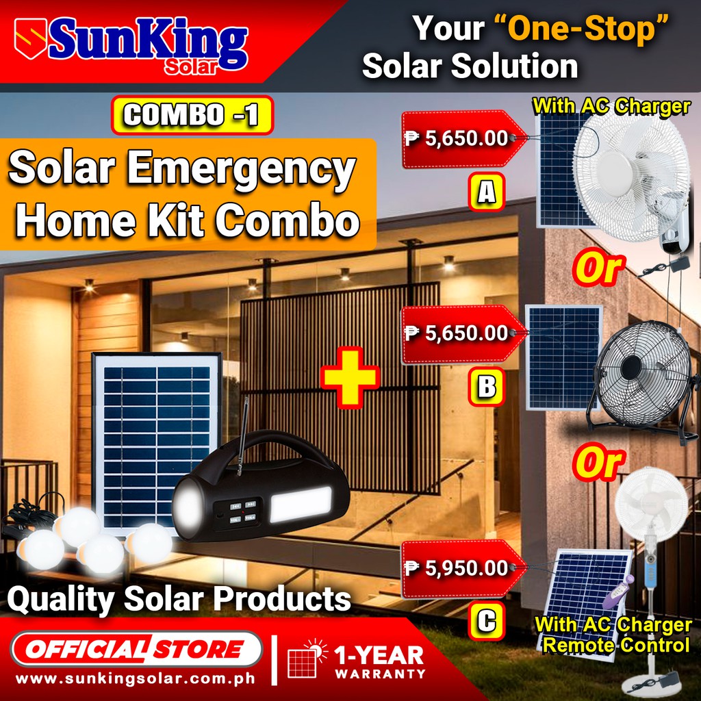 Solar Lights Solar Fan Solar Emergency kit SunkingSolar Combo1 Sunking ...