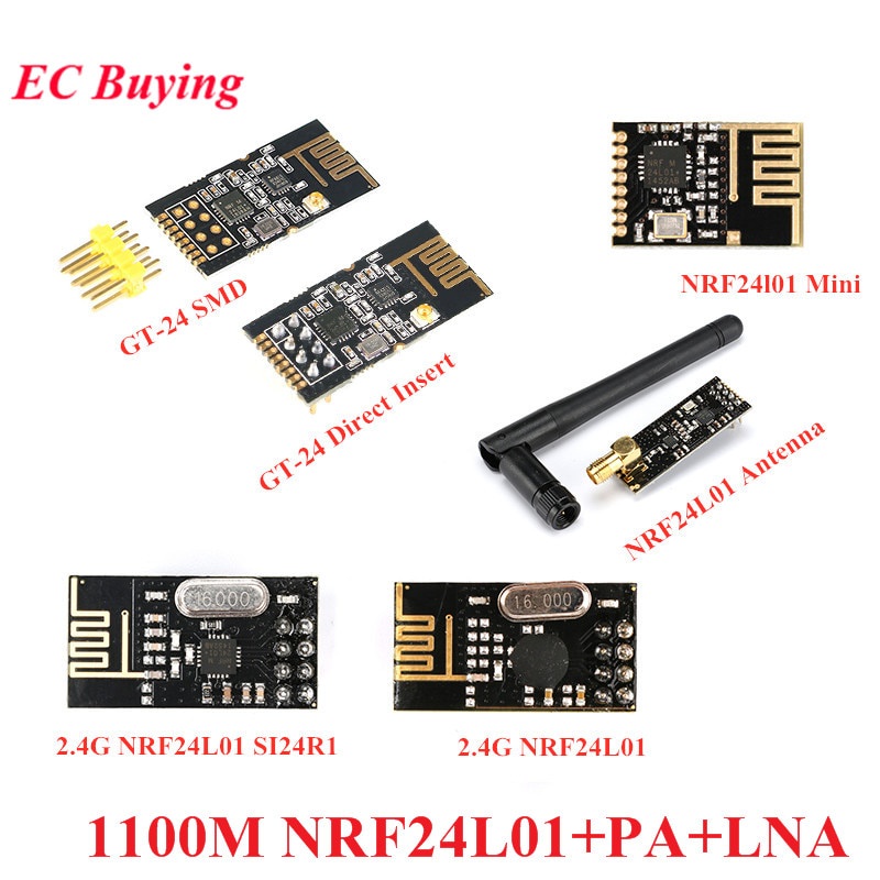 GT-24 Wireless Modules SMD NRF24L01+PA+LNA NRF24L01 1100 Meters With ...