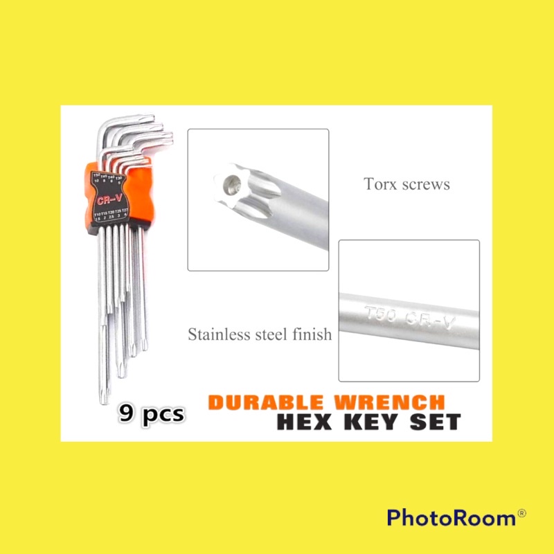 9pcs Allen Key Wrench Set Ball Point Flat Head Hex Torx Star Extra Long ...