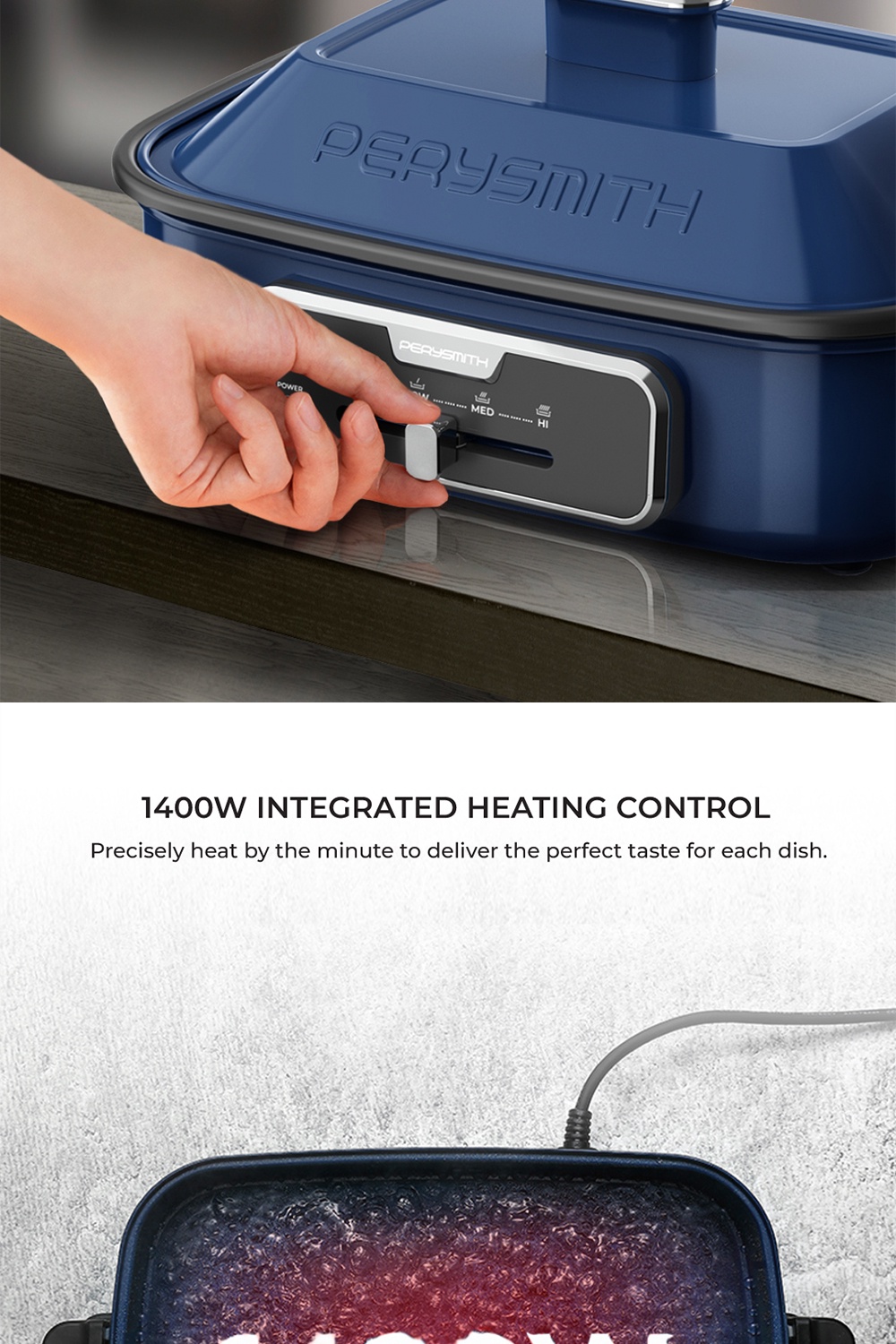 PerySmith RT1000 All-In-One Multi Cooker Retro Series 1400W 3 Heat ...