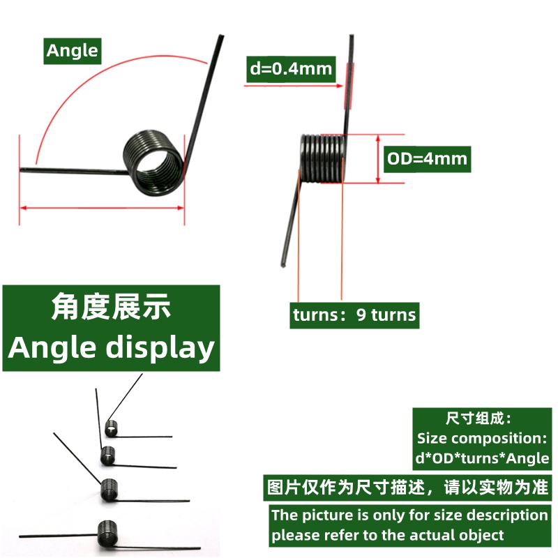 Torsion spring V-shaped wire diameter 0.4mm OD3mm/4mm/5mm/6mm | Shopee ...