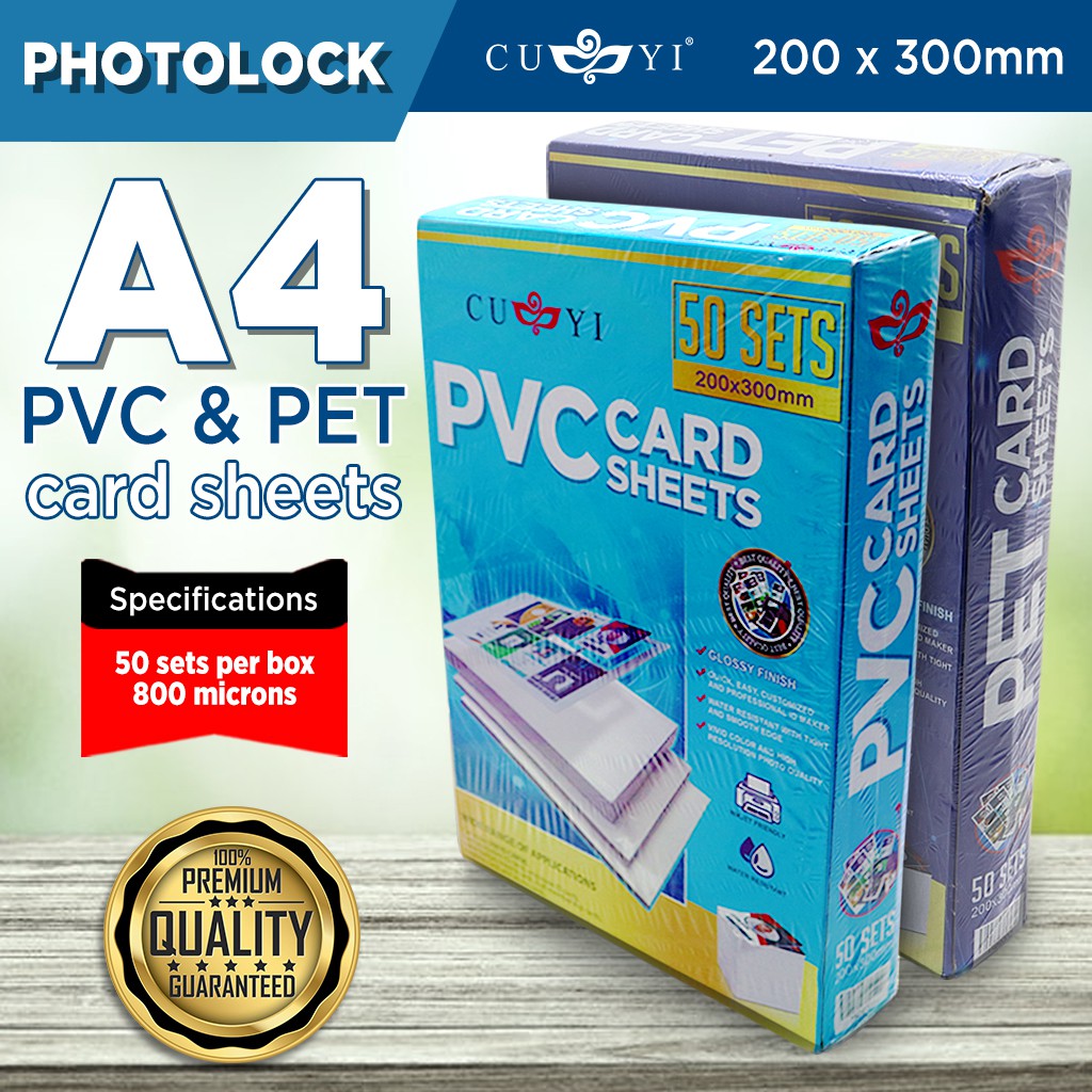 (50/10 sets per pack) CUYI PVC Sheet and PET Sheet A4 Size | Shopee ...