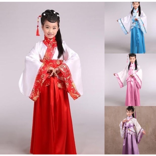 Girl ancient Chinese traditional national costume Hanfu red dress ...