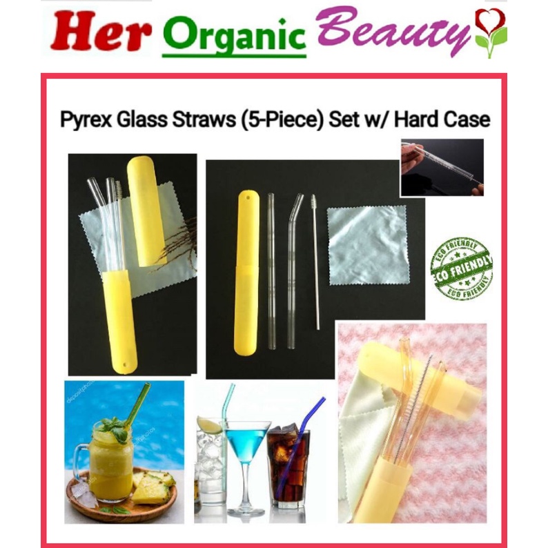 Pyrex Glass Straws (5-Piece) Set w/ Hard Case. | Shopee Philippines