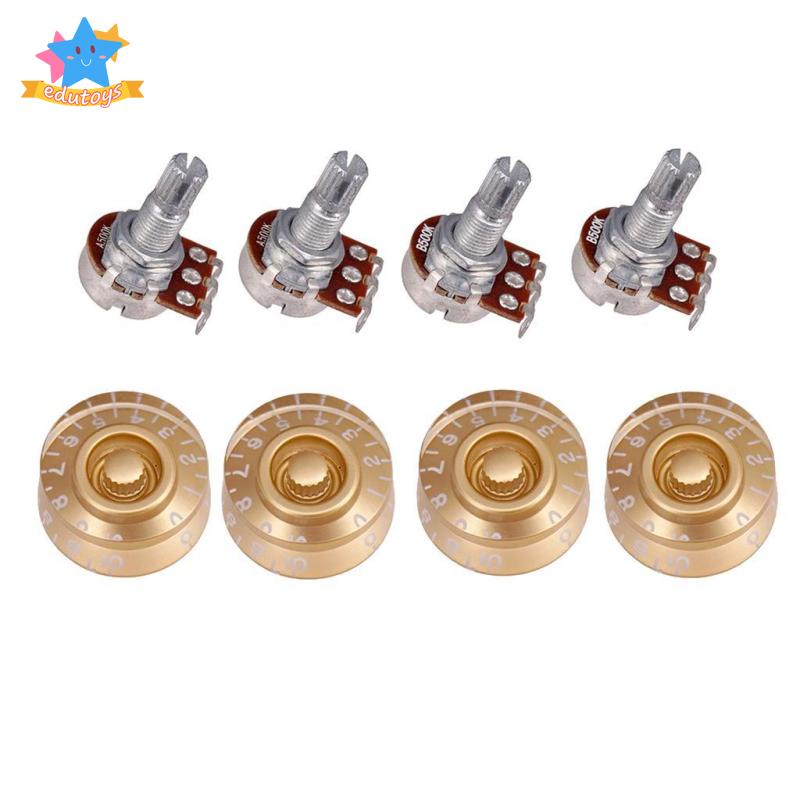 Pretty 4x 500K POTS Guitar Potentiometer and Knobs Gold Control Switch | Shopee Philippines
