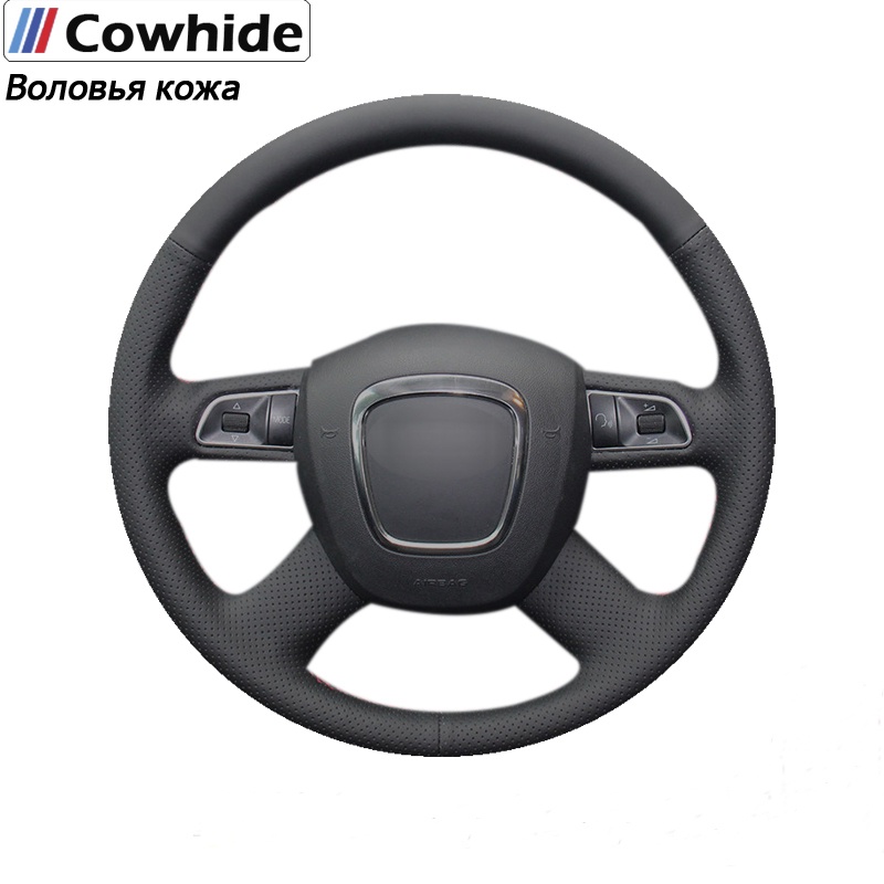 New arrival Black Genuine Leather Car Steering Wheel Cover for Audi Old ...