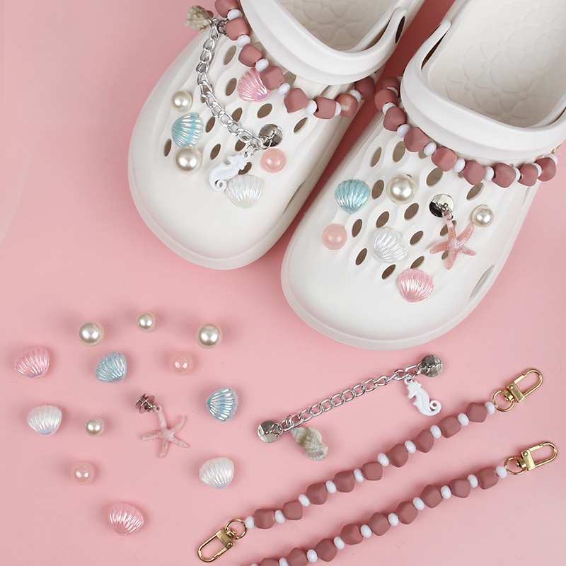 Croc Jibz Pearl Shell DIY Set Shoes Charm Button | Shopee Philippines