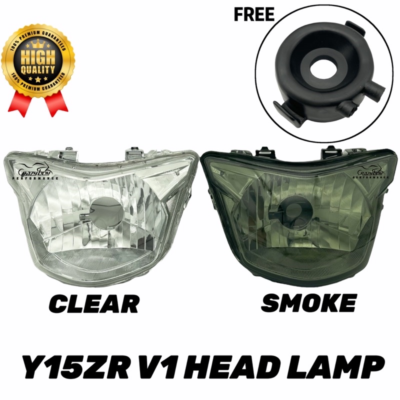 HEAD LAMP YAMAHA Y15 Y15ZR V1 EXCITER HEADLIGHT LAMPU DEPAN CLEAR & TINTED (SMOKE) 100% HIGH ...
