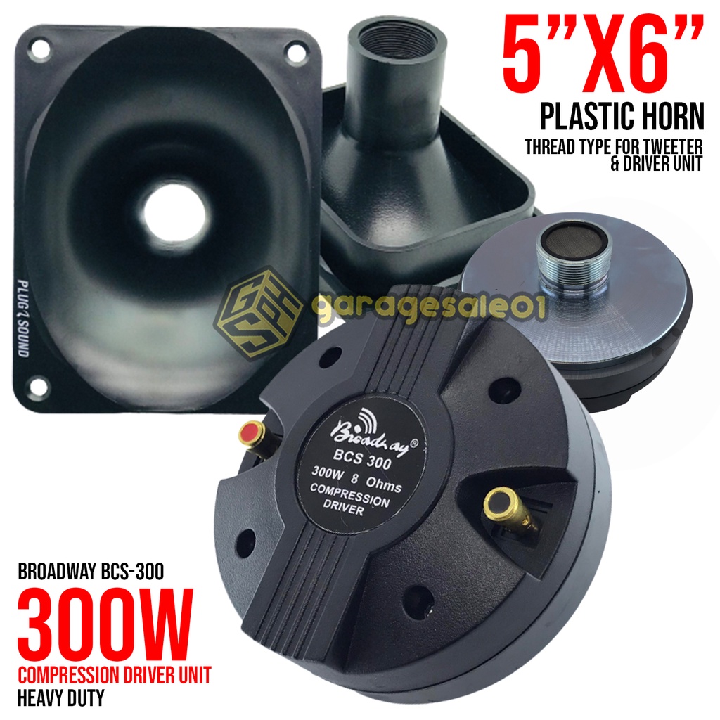 Plastic Horn 5" X 6" Thread Type With Broadway BSC-300 300W Compression ...