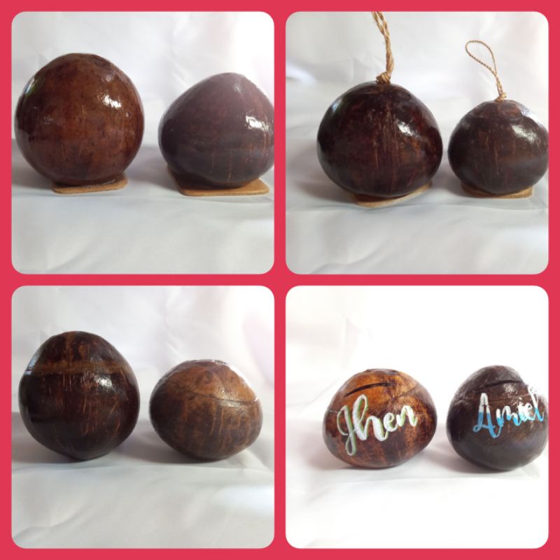 Ecofriendly coconut coin bank Small to Medium Size only | Shopee ...