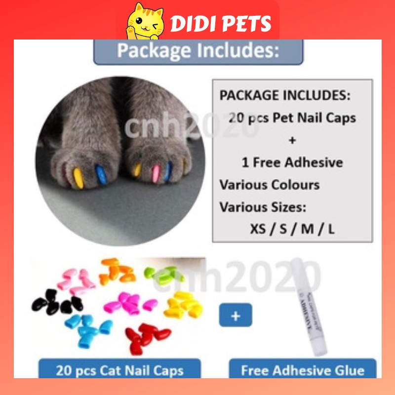 Didipets 20Pcs Soft Silicone Pet Dog Cat Kitten Paw Claw Control Sheath ...