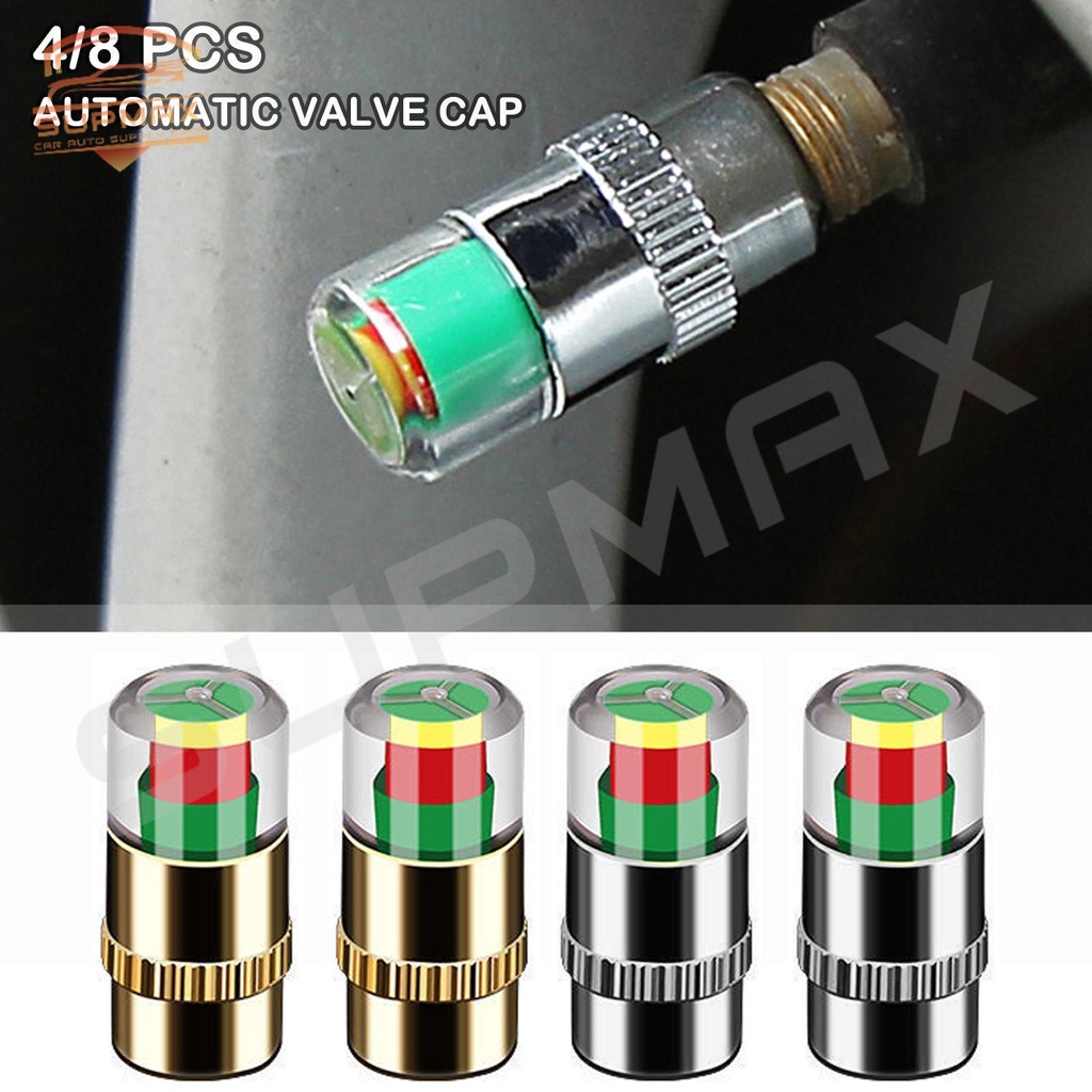 4Pcs Car Tire Pressure Monitor Valve Stem Caps Sensor Indicator Alert ...