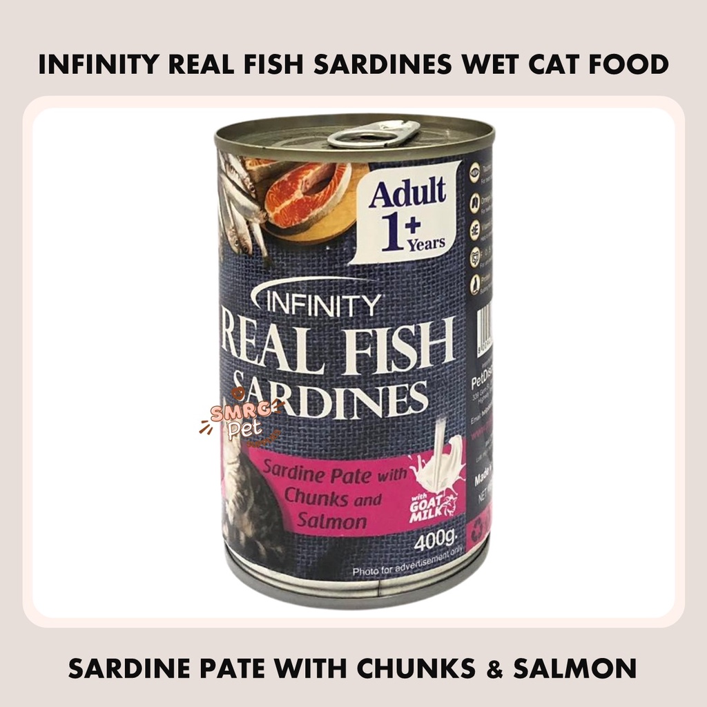 Infinity Real Fish Sardines Wet Cat Food in Can 400g Smoked Tuna ...