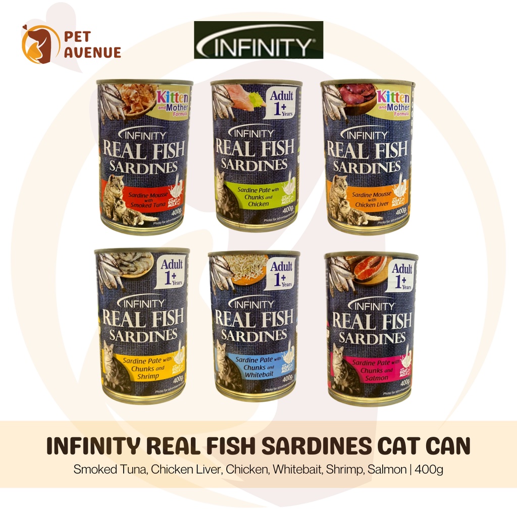 Infinity Real Fish Sardines Wet Cat Food Can 400g | Shopee Philippines