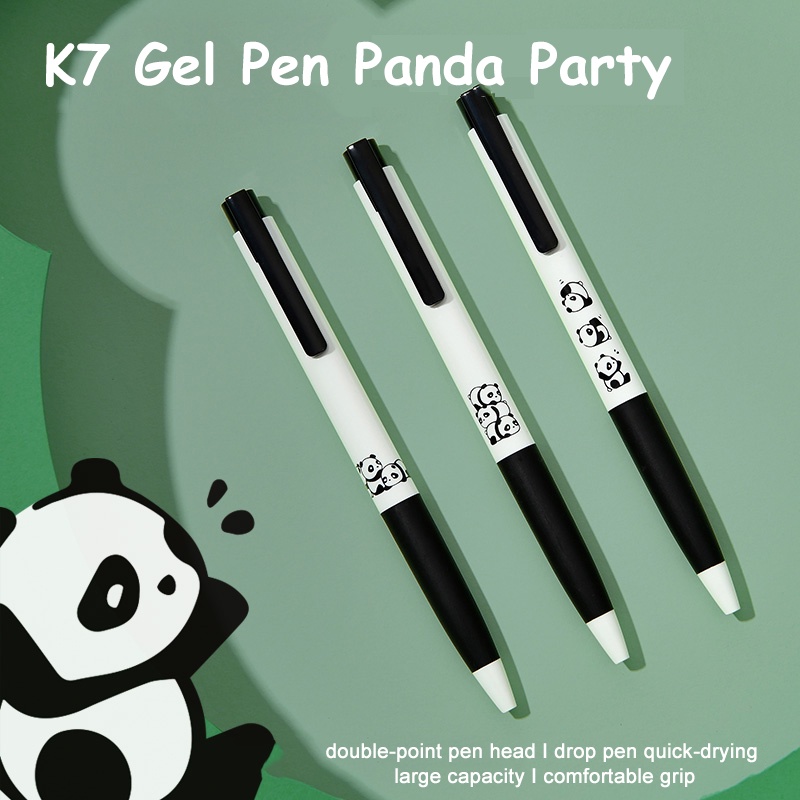 JIANWU 3 Pcs/Set Cute Panda Gel Pens 0.5mm Black Ink Retractable Press ...