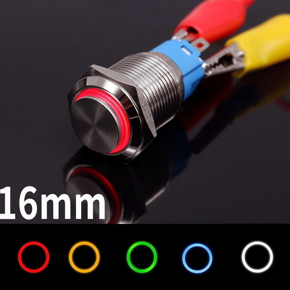 16mm Switch Button On Off Ring LED Light Car/PC Start Buttons ...
