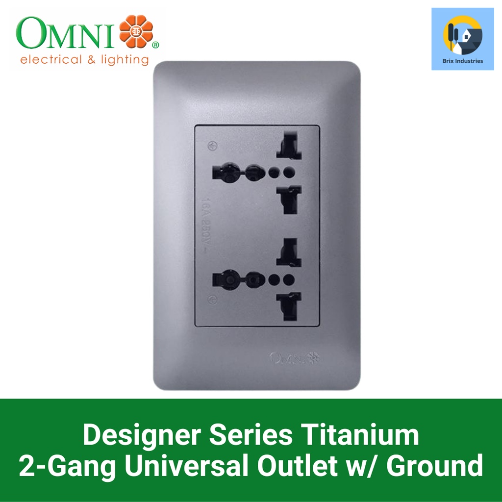 Omni Titanium Designer Series 2 Gang Universal Outlet with Ground Set ...