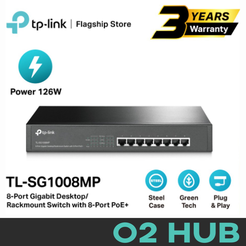 TP-Link TL-SG1008MP 8-Port Gigabit Desktop/Rackmount Network Ethernet ...