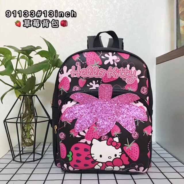 cute Strawberry hello kitty school bag Backpack 13 inches | Shopee ...