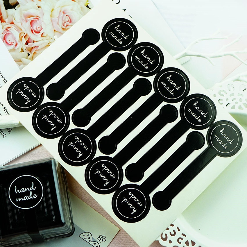 10 stickers/sheet Long Round Baking Cake Box Decorative Handmade self ...