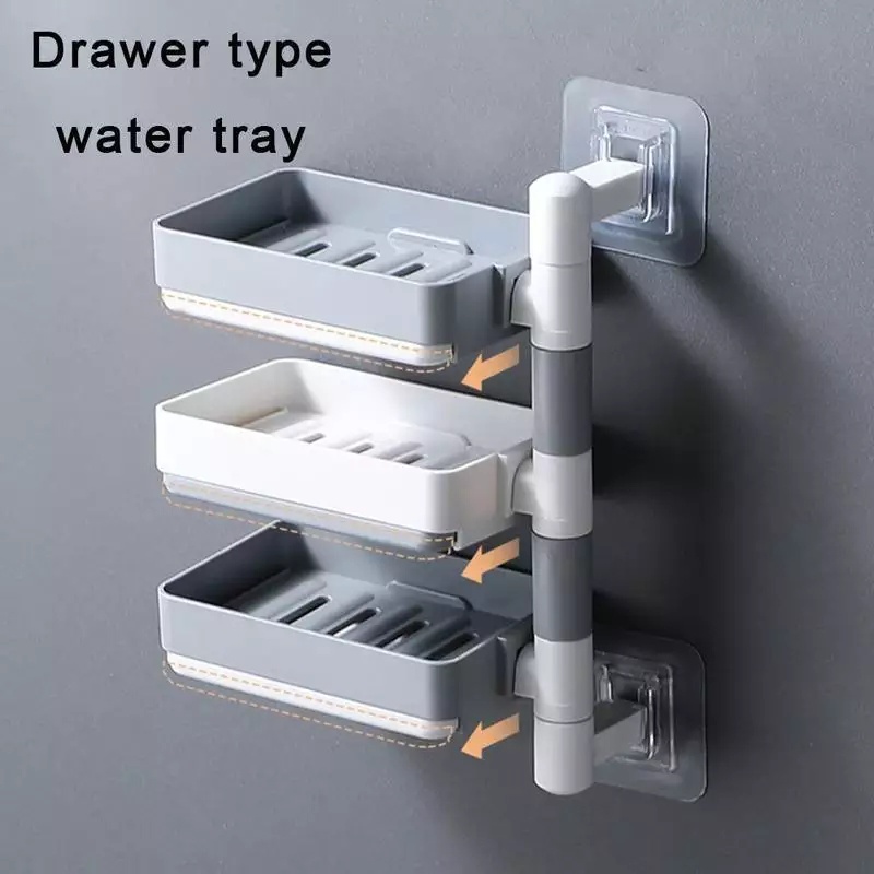 Drilling-Free Soap Holder Wall Mounted Three Layer Soap Organizer Soap ...