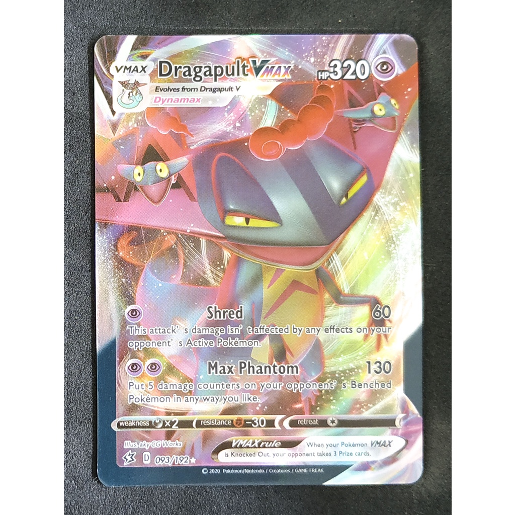 Dragapult V Max Card Dorapult 093/192 Pokemon Gold Flash Light (Glossy ...