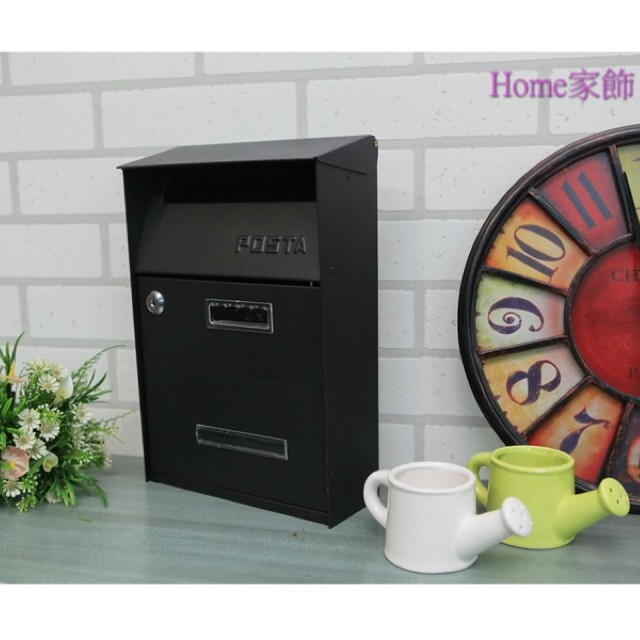 home life[HOME] Mailbox POST Simple Black Wrought Iron Double Port ...