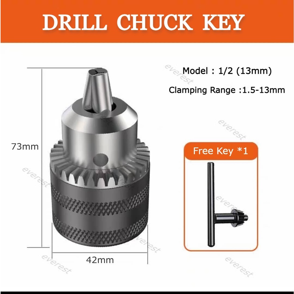 Drill Chuck With Key Drill Chuck Adaptor 3/8(10mm) ,1/2(13mm) ,5/8(16mm) | Shopee Philippines
