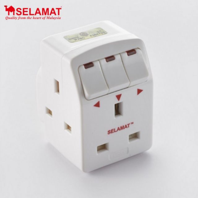 KMAX Ready Stock ADAPTER 3 PIN EXENSION SELAMAT 3 Way Multi Adaptor ...