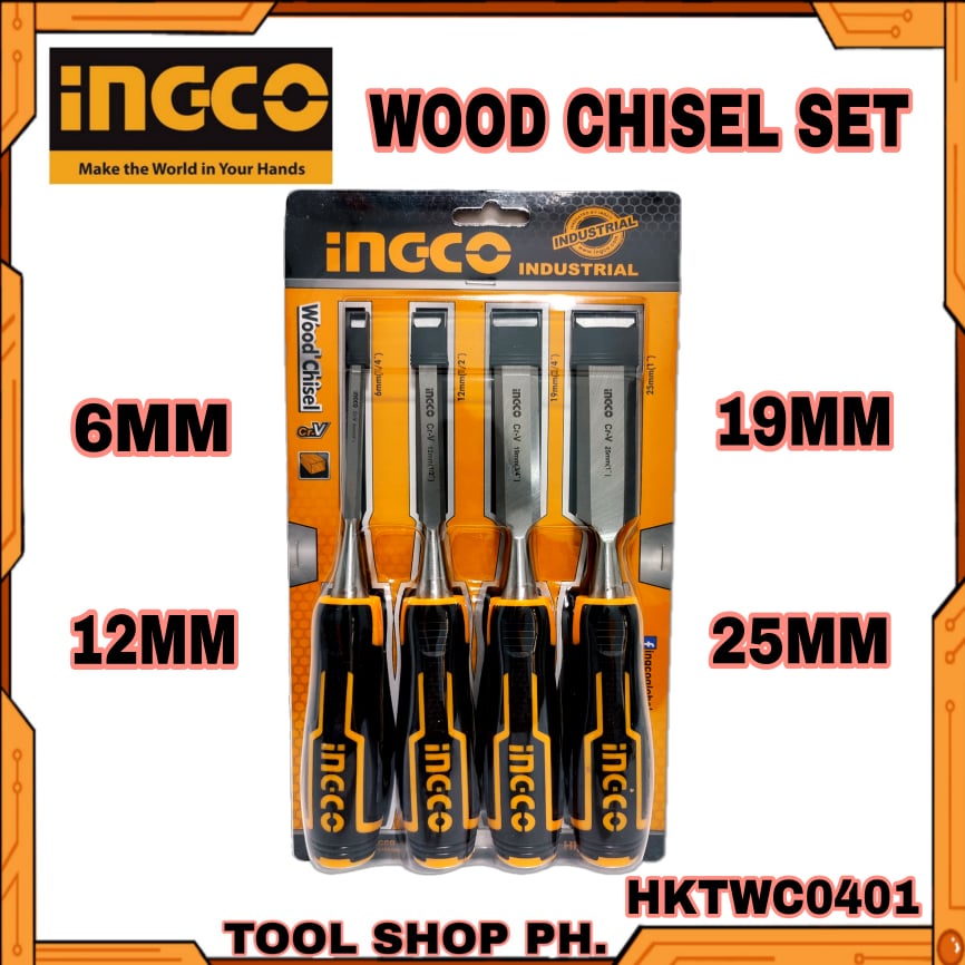 INGCO Wood Chisel 4PCS-SET Cr-V HKTWC0401 | Shopee Philippines