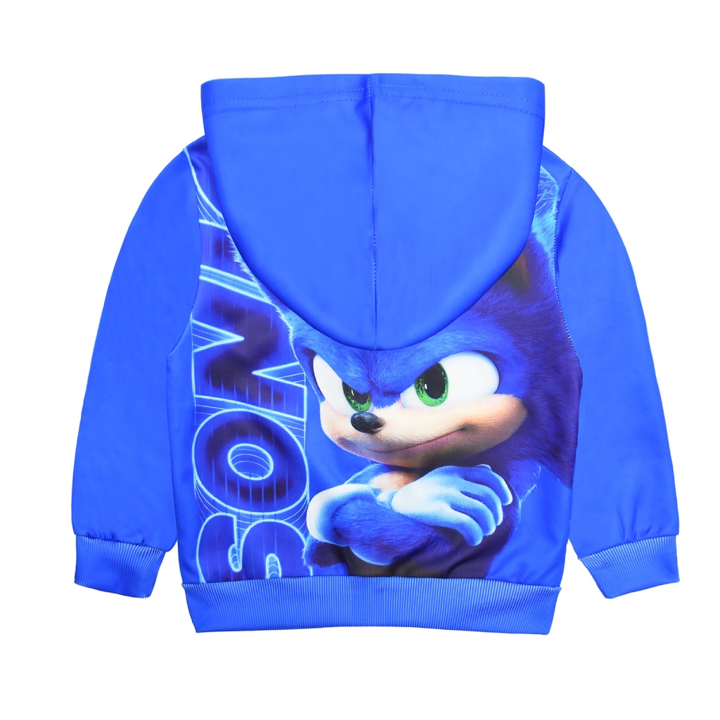 Cartoon Sonic The Hedgehog Blue Long Sleeve Hooded Jacket for Kids Boy ...