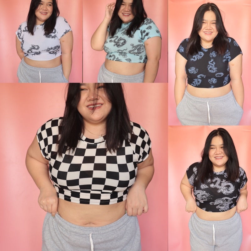 AMBER PLUS SIZE FITTED TRENDY CROP TOP | Shopee Philippines