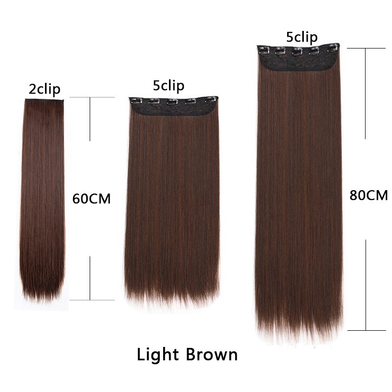 32inch Super Long Straight Hairpiece Invisible Natural Synthetic 5 Clip ...