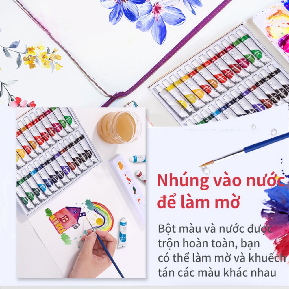 Deli 5/12/24PCS 12ml Acrylic Paint Tube Watercolor Painting Kit EC11 ...