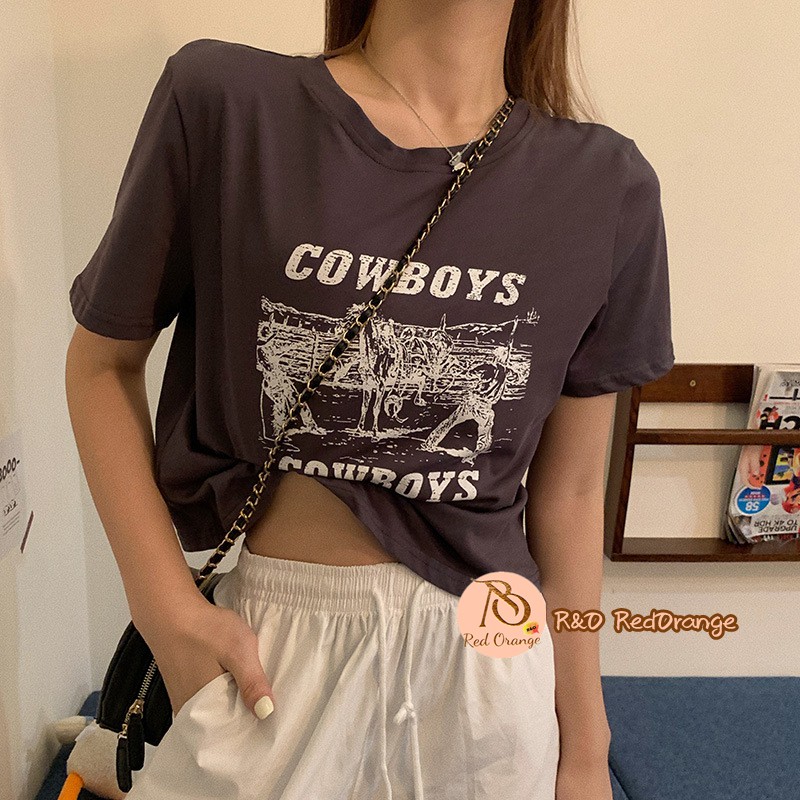 R&O Korean style Classical Cowboys Cool Printed Crop top #6626 | Shopee ...