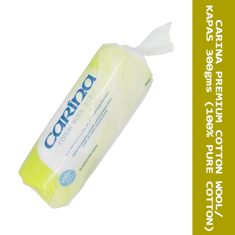 CARINA Premium Cotton Wool/Kapas 300gms (100% Pure Cotton) | Shopee ...