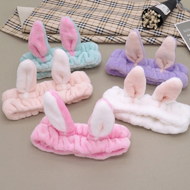 Korean Bunny Rabbit Ears Face Makeup Headband Turban | Shopee Philippines