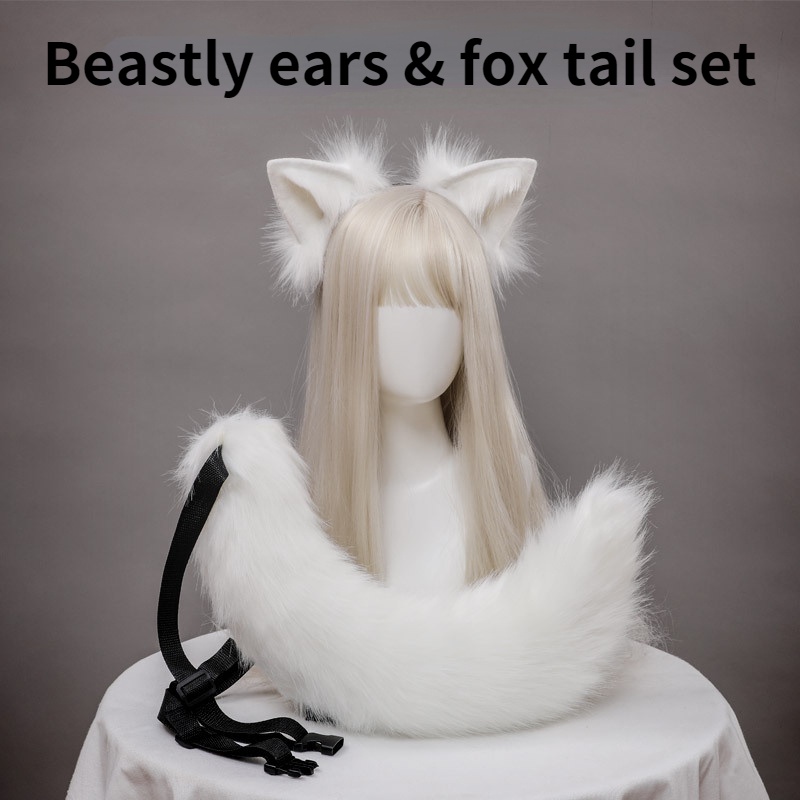Plush beastly ears fox tail cosplay accessories handmade simulation ...