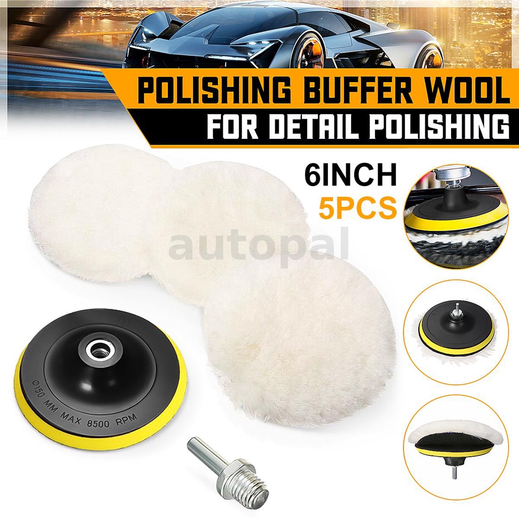 MATCC 4pcs 6 Inch Polishing Buffer Pad Polishing Bonnets Lambs Wool ...
