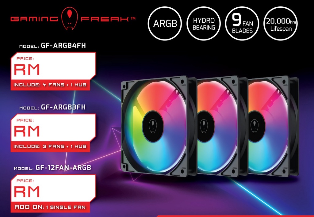 AVF Gaming Freak LUMINA IRIS RAINBOW PC 12CM ARGB LED FAN 3 in 1 ...