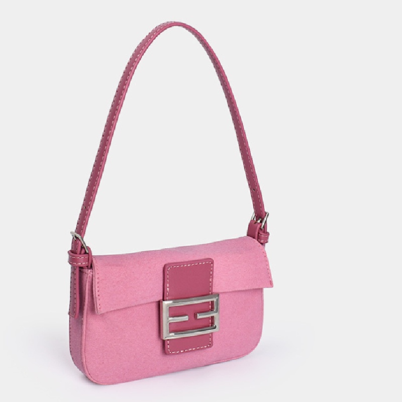 Women Underarm Bag Retro Frosted Pink Baguette Underarm Bag Niche New Shoulder Bag Hand Carry ...