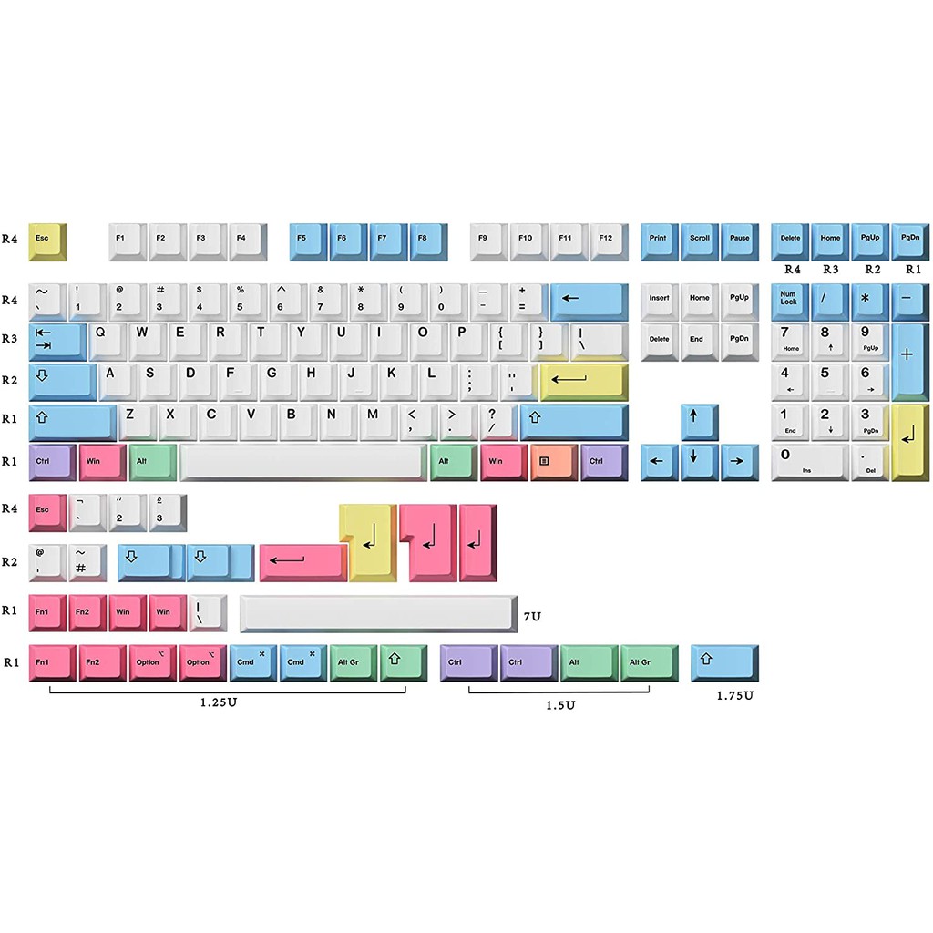 HK Gaming Dye Sublimation Keycaps Thick PBT Keysets for Mechanical ...