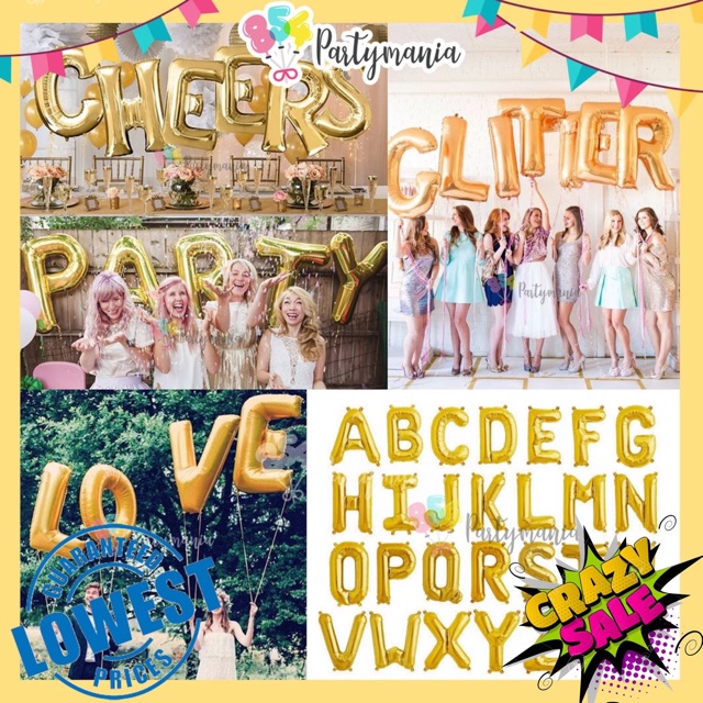 Giant Letter Foil Balloon 24 inch Life size Letter balloon U V W X Y Z ...