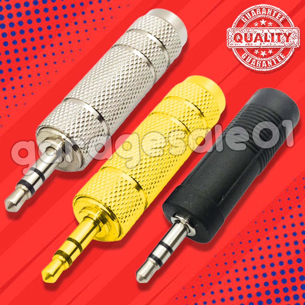 PL 6.35mm Female Mono Jack to 3.5mm Male Stereo Audio Plug Converter ...