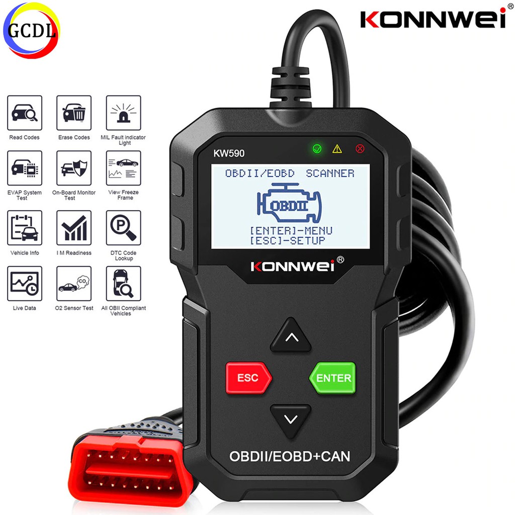Car OBD Diagnostic Tool KW590 Car Code Reader automotive OBD2 Scanner ...