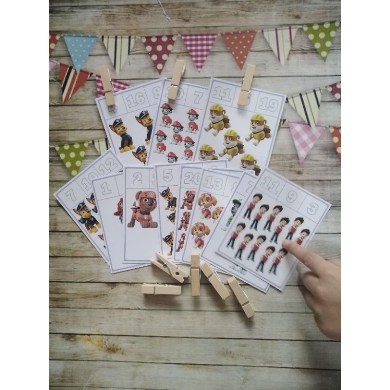 Educational toys - clip cards learning to count cards paw patrol flash ...