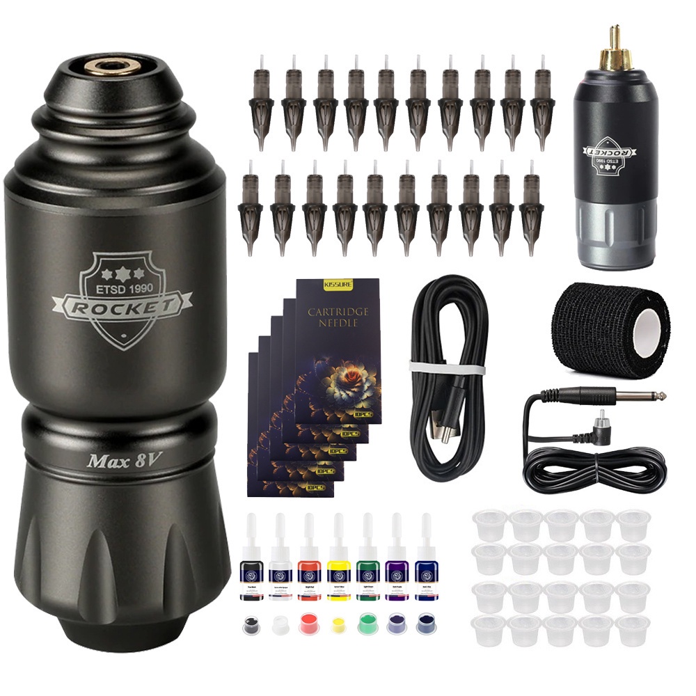 Wireless Tattoo Kit Complete Mini Rocket Machine Battery Tattoo ...
