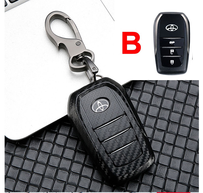 Carbon Fiber ABS Matte Car Key Case Cover for Toyota Hilux Conquest ...