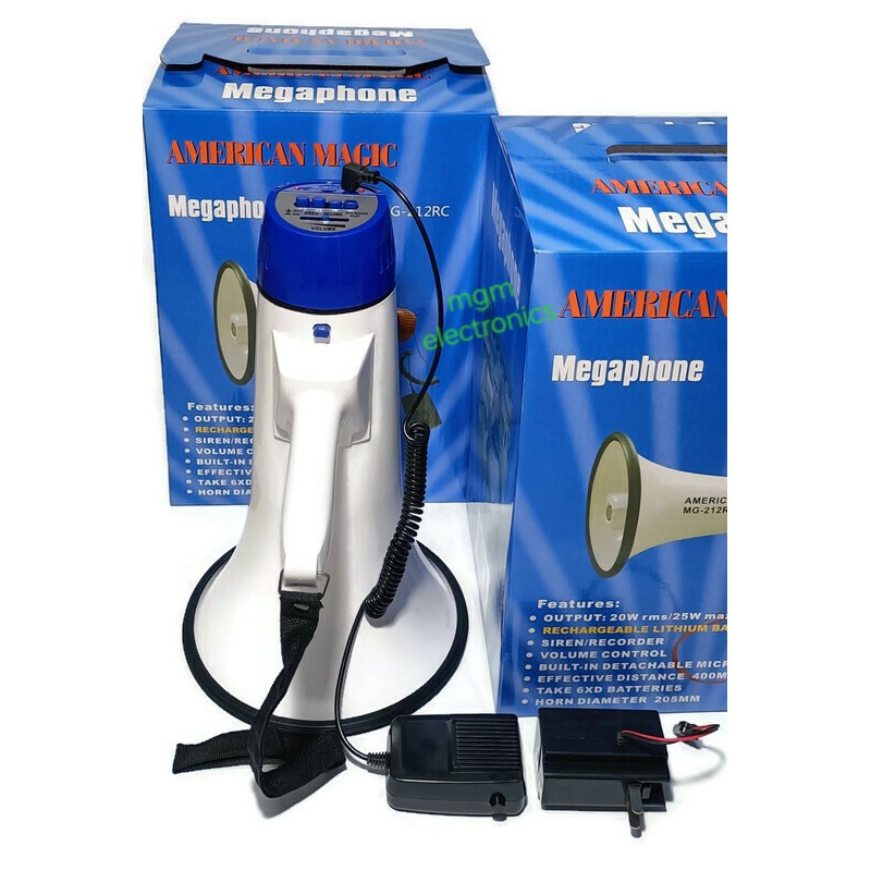 MEGAPHONE MG-212RC AMERICAN MAGIC Portable Rechargeable Megaphone 25w ...